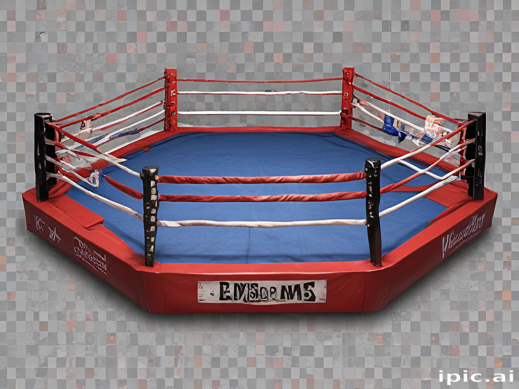 An Empty Boxing Ring Ready for an Exciting Match to Begin