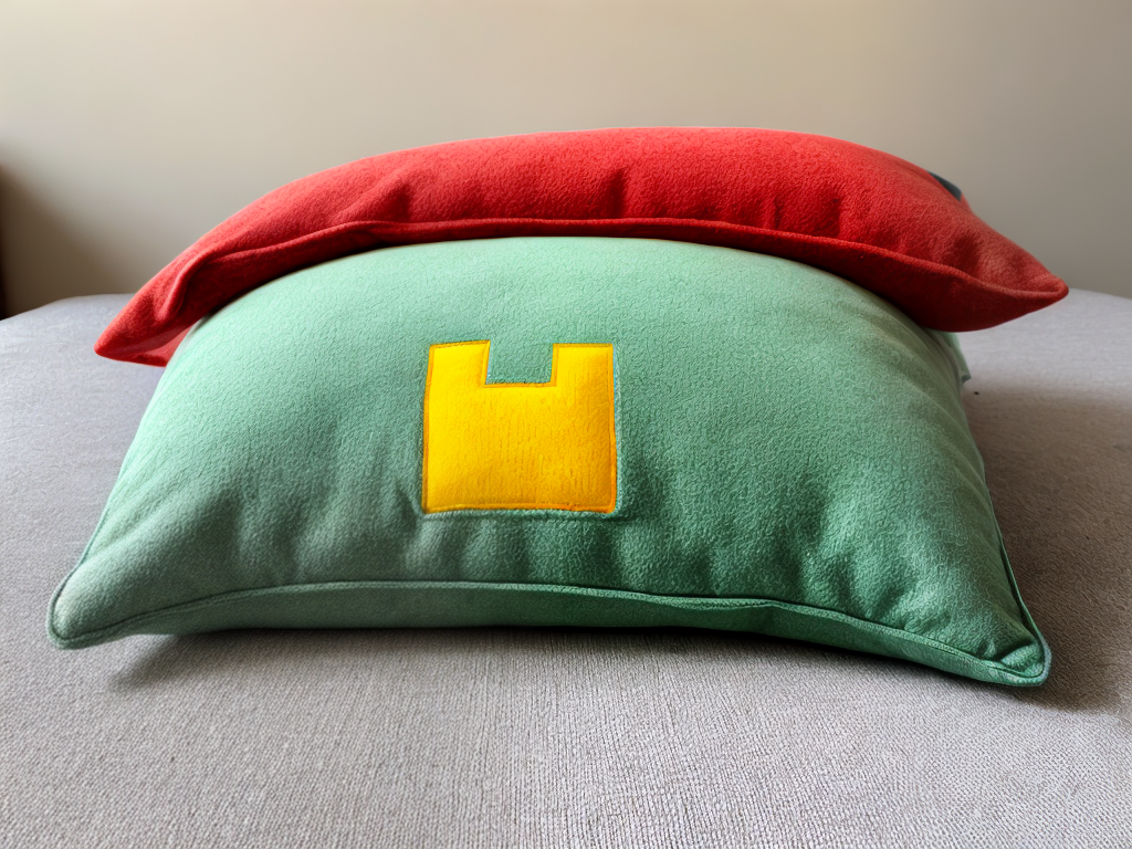 Super Mario Pillow, decorated with the J O E Y on it