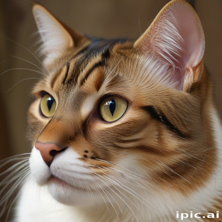 Close-Up Portrait of a Beautiful Cat with Striking Features and Expressions