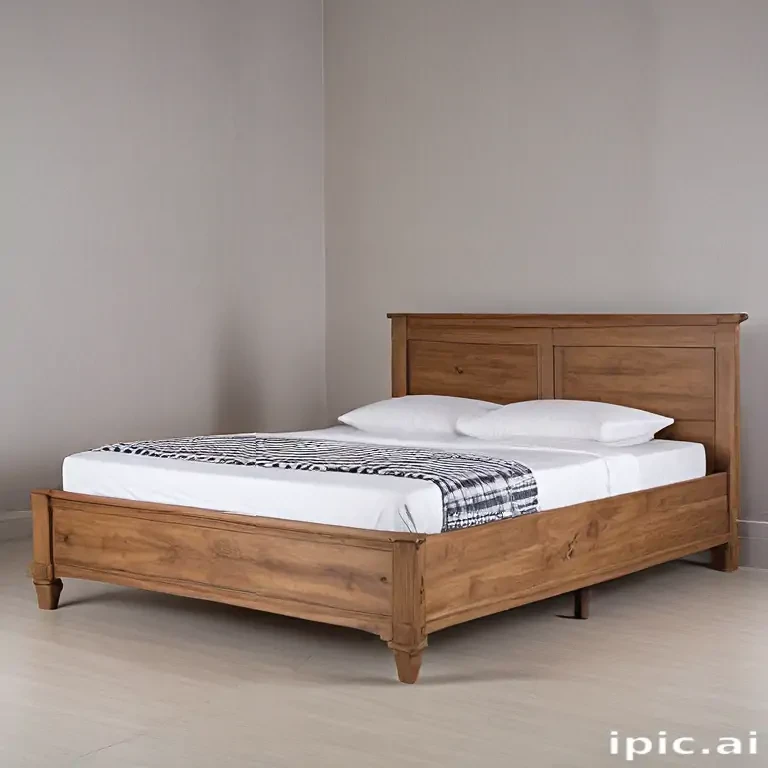 Elegant Wooden Bed Frame with Simple Design and Comfortable Bedding Setup