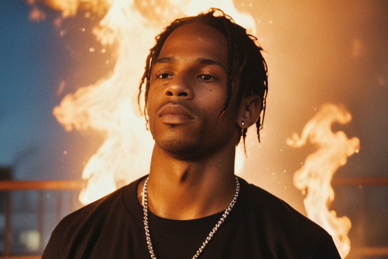 travis scott on fire