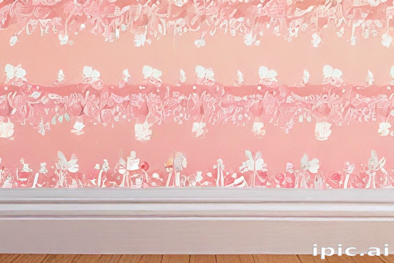 Delicate Floral and Butterfly Patterns Adorning a Soft Pink Wall Design