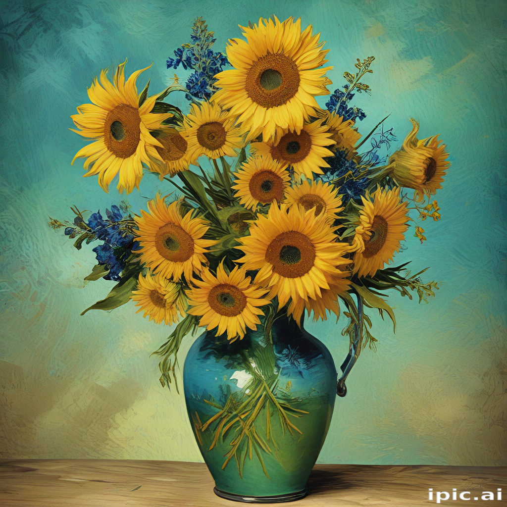 Vibrant Sunflower Bouquet in a Beautifully Designed Blue Vase