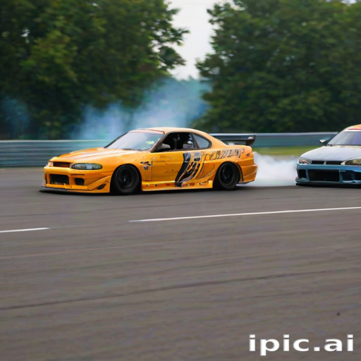 Dynamic Drift Racing Action Featuring Two Stylish Yellow Sports Cars