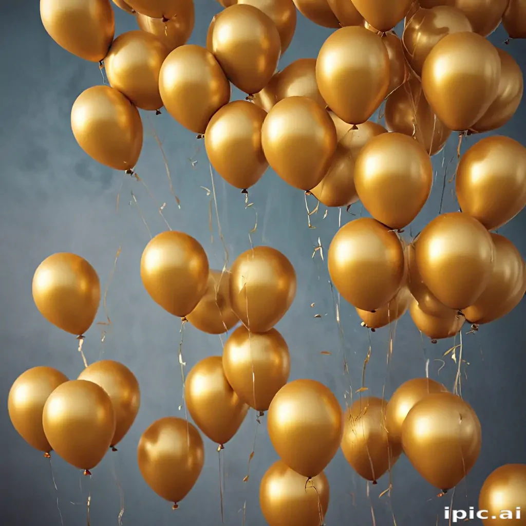 Floating Golden Balloons Creating a Festive and Joyful Atmosphere in ...