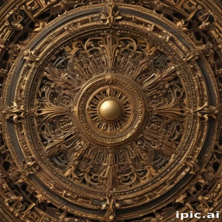 Intricate Golden Decorative Design Featuring Elaborate Patterns and ...