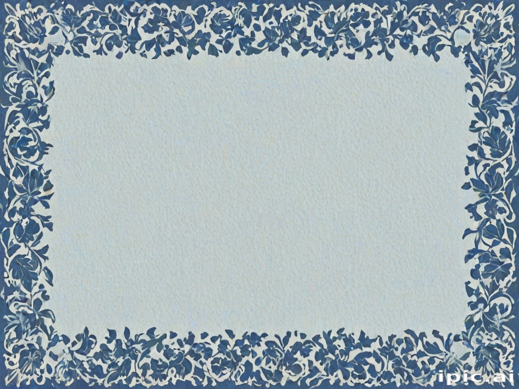 Elegant Floral Border Design in Blue on a Soft Textured Background