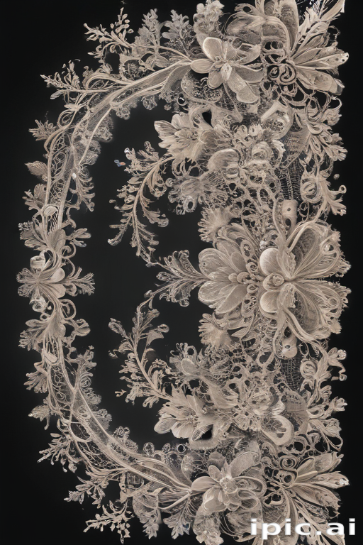 Intricate Floral Lace Design with Elegant Patterns and Delicate Details