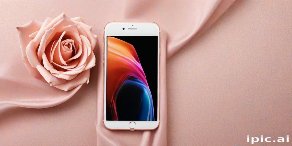 Elegant Smartphone Displayed Next to a Beautiful Soft Pink Rose