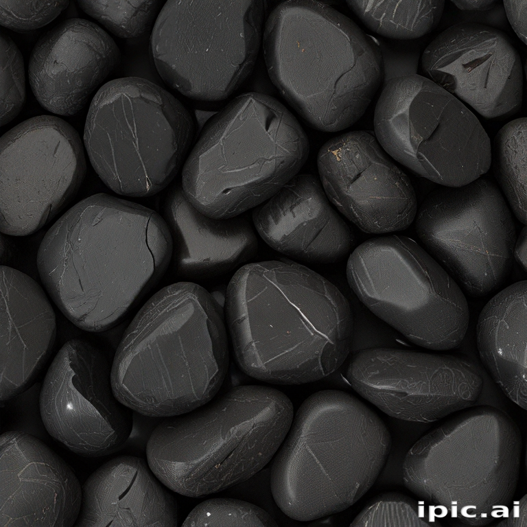 A Close-Up View of Smooth, Polished Black Stones in Various Shapes and ...