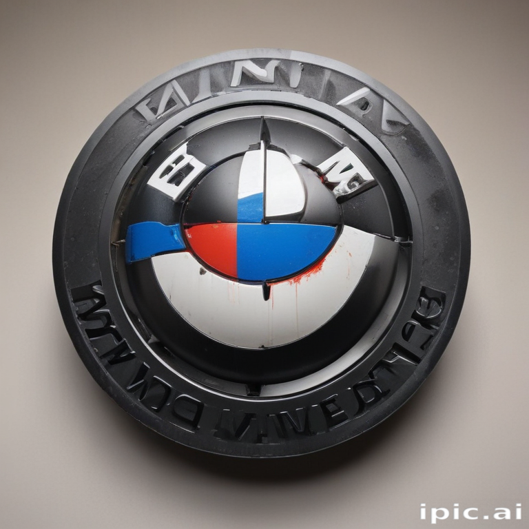 Artistic Representation of a BMW Logo with a Unique Distressed Appearance