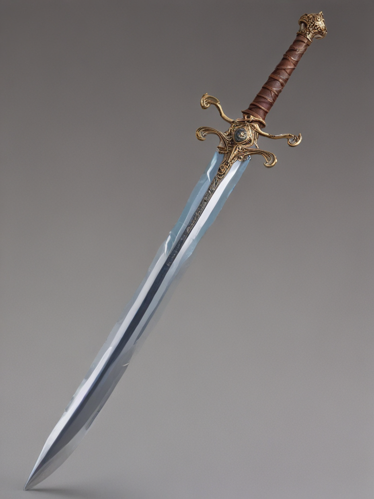 Exquisite Sword with Intricate Design and Shimmering Blade Reflecting Light