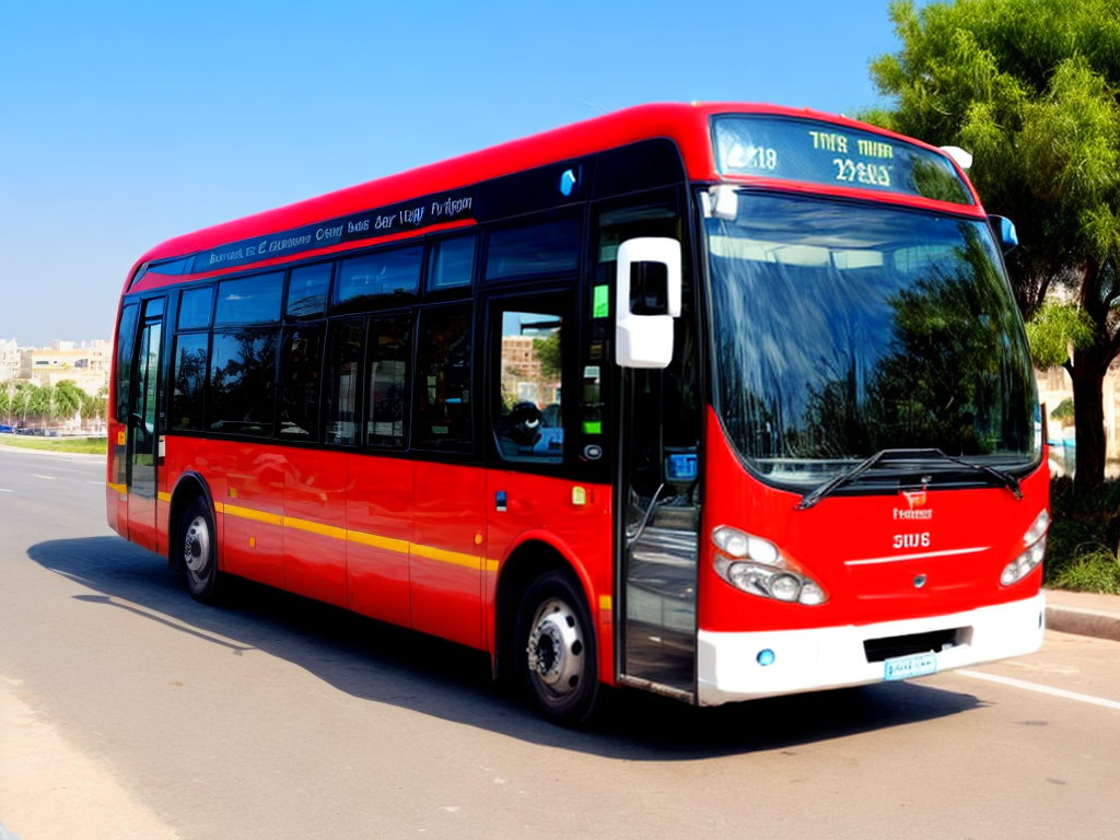 city bus , futuristic, simple, related to Tunisian buses