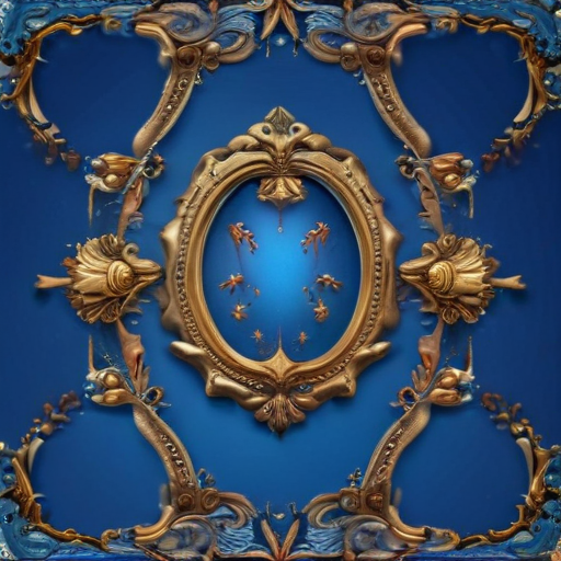 Intricate Gold Frame Design Set Against a Vibrant Blue Background