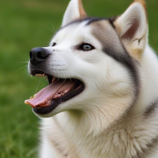 Husky with hawk in its mouth
