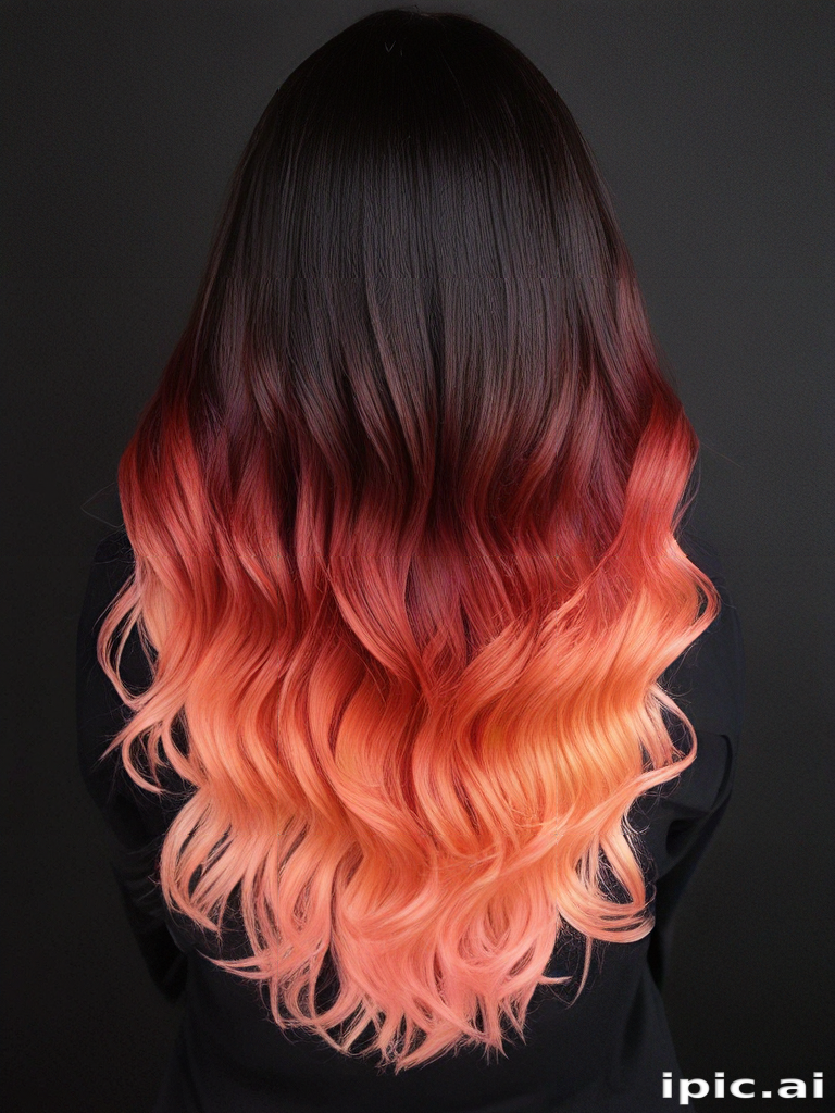 Stunning Hair Transformation Featuring Vibrant Ombre Gradient from Dark ...