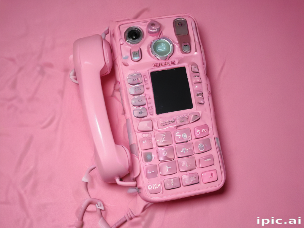 A Cute and Quirky Pink Telephone with a Retro Aesthetic Design.