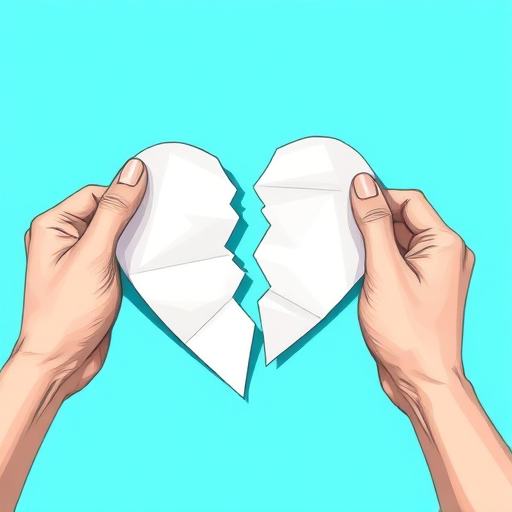 Hands Holding a Torn Paper Heart Symbolizing Emotional Pain and Heartbreak