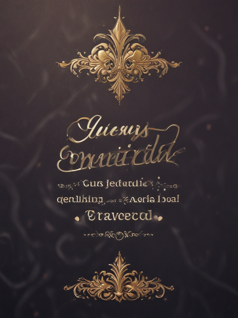 Elegant Golden Typography with Intricate Design Elements and Flourishes