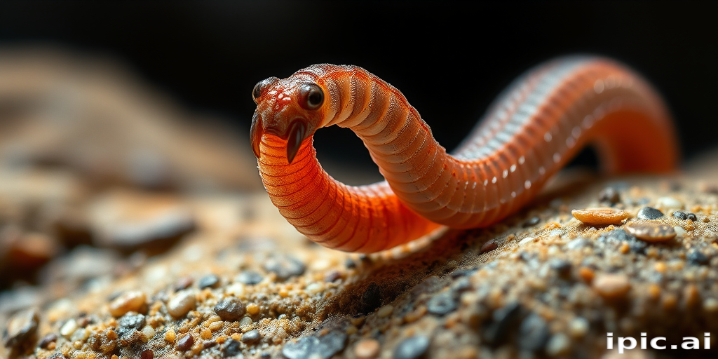 A Close-Up View of a Colorful, Unique Serpent-Like Worm on Sand.