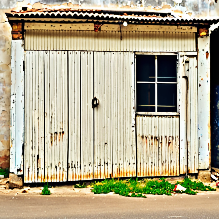 wall of poor district shabby shack