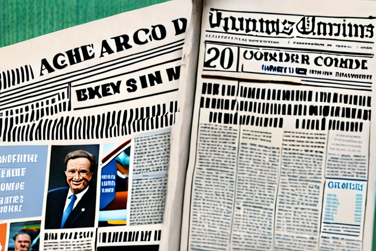 Newspaper covers on a table