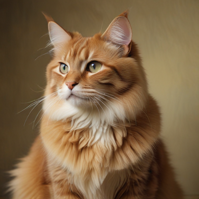 A Majestic and Fluffy Ginger Cat Posing Gracefully Against a Soft ...