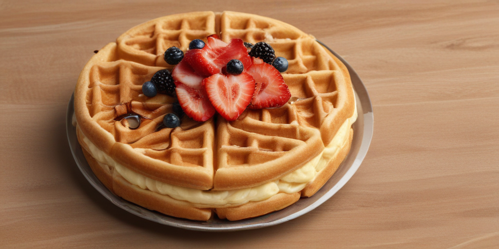 Deliciously Stack Waffles Topped with Fresh Berries and Creamy Filling ...