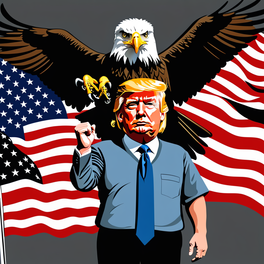 2d vector exaggerated cartoon of donald trump standing infront an ...