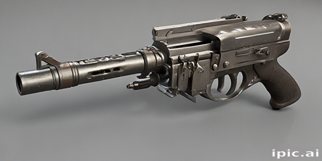 Detailed Close-Up View of a Modern Firearm with Unique Design Features