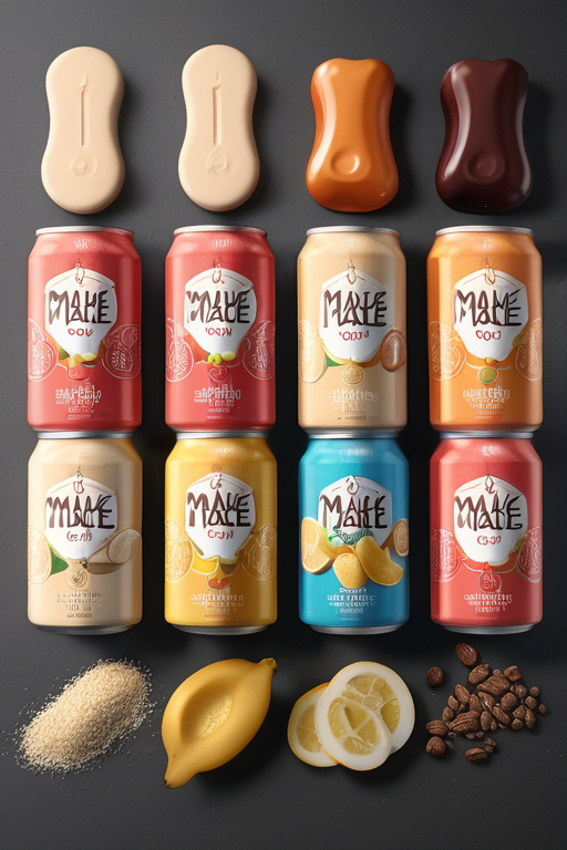 Colorful Variety of Refreshing Beverage Cans with Tasty Toppings and ...