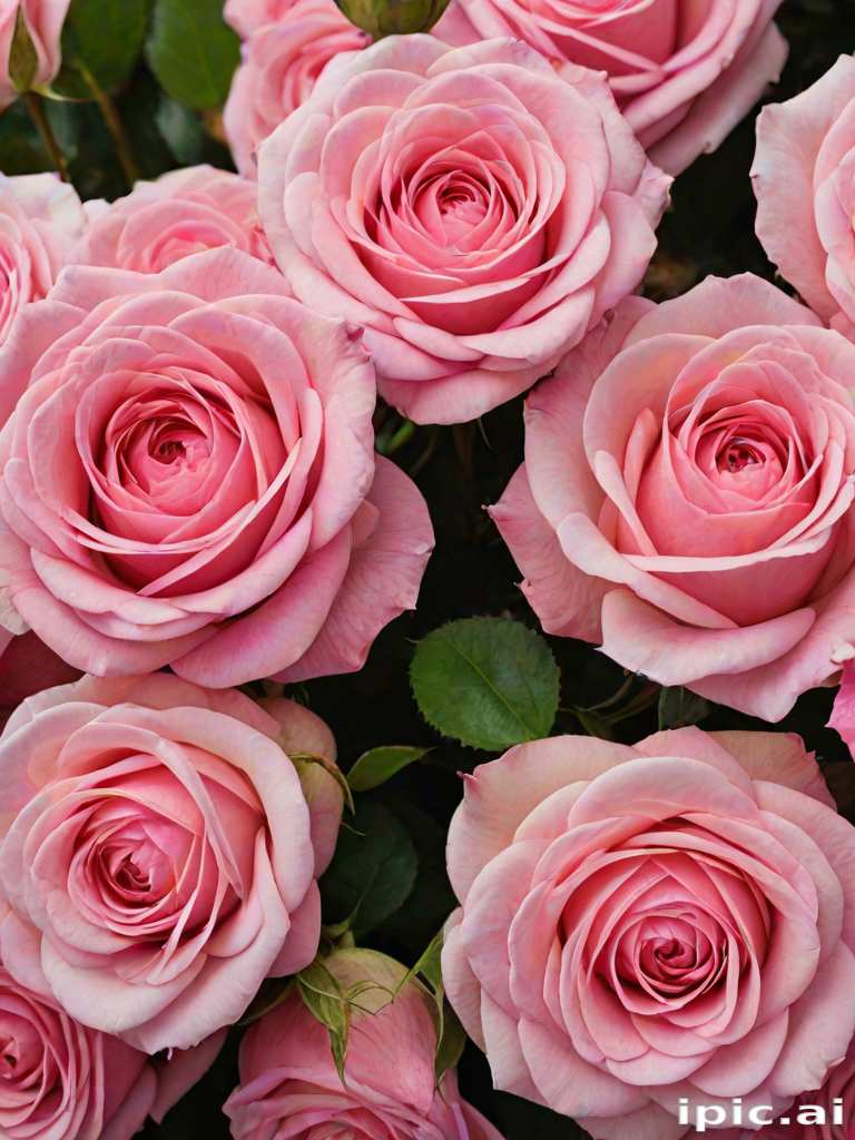 A Beautiful Arrangement of Soft Pink Roses in Full Bloom.