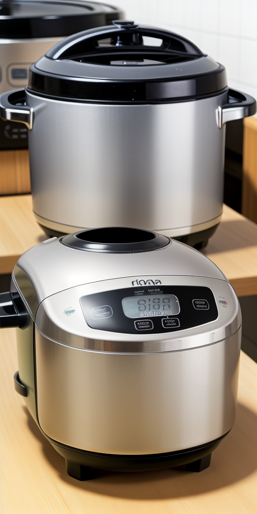 Modern Kitchen Appliances: A Sleek Rice Cooker and Multi-Cooker Setup