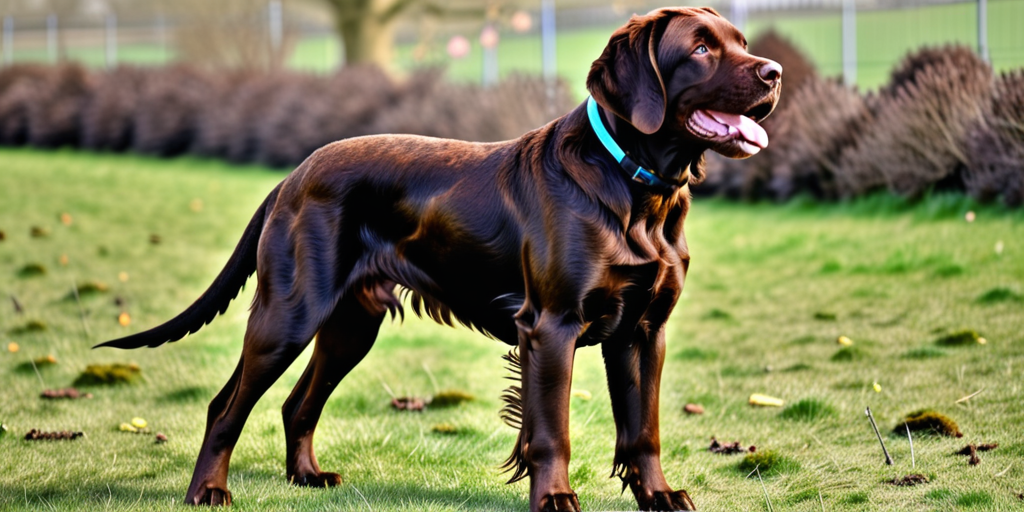 A Playful Chocolate Labrador Retriever Enjoying a Beautiful Day Outdoors