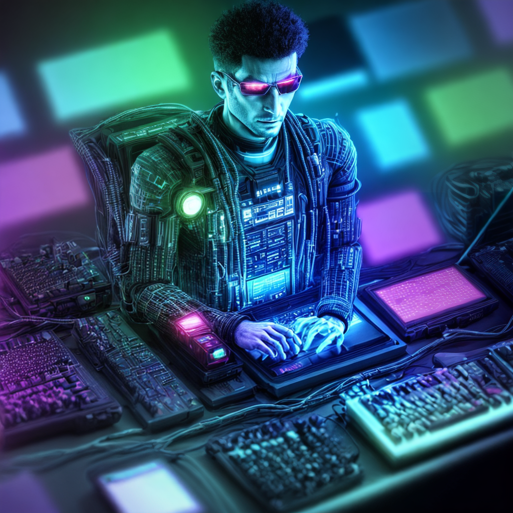 Abstract techno party cyberpunk theme