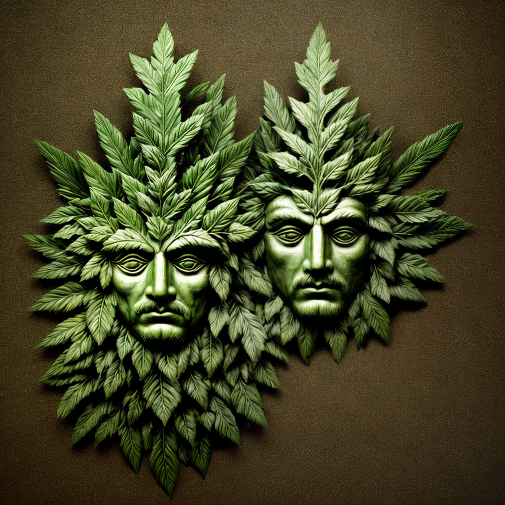greenman green man leaves antlers trees face covered foliage scary ...
