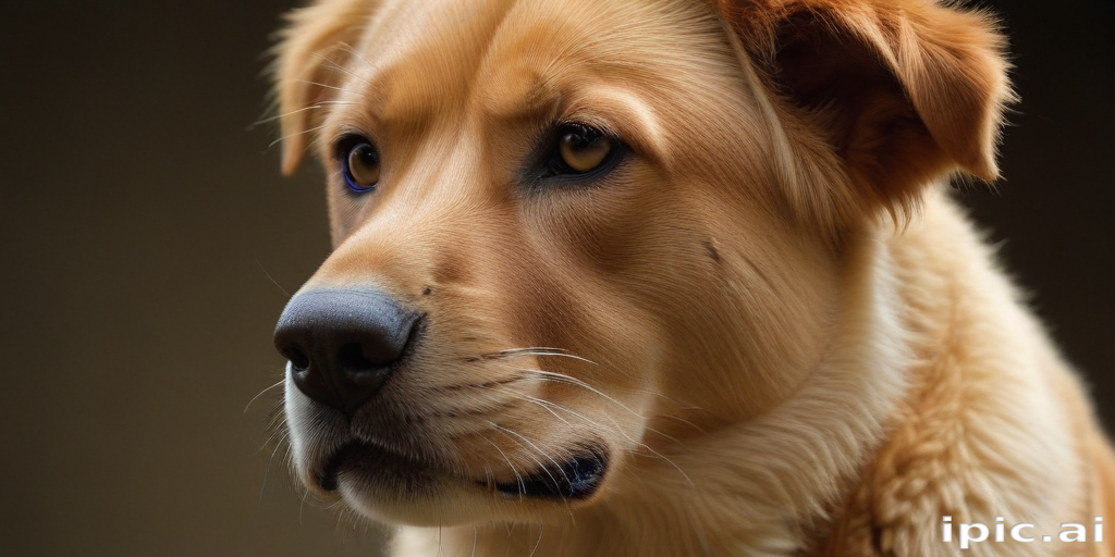 A Close-Up View of a Beautiful Golden Dog with Expressive Eyes.