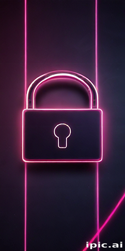 Neon Lock Icon Representing Security and Protection in Digital Environments