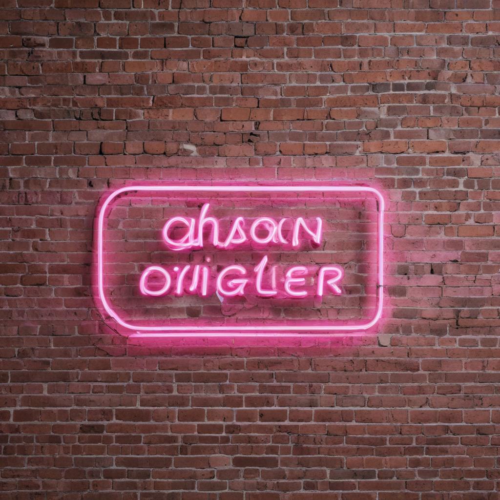 Pink neon sign saying "Dan Diggler" on a brick wall