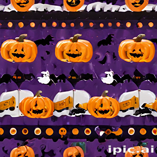 Colorful Halloween Decorations Featuring Pumpkins, Ghosts, and Bats on ...