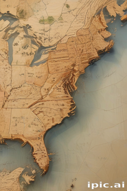 Detailed Topographical Map of the Eastern United States Featuring ...