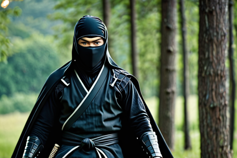 ninja with a cape written realistic PHP 4k