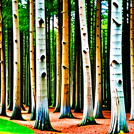 a grove of curvy trees with phallic wooden knots