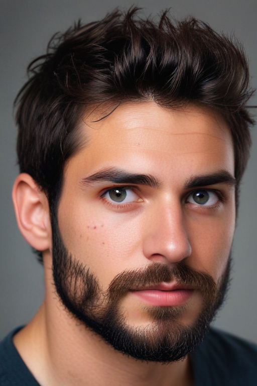 a male face scruffy beard dark hair