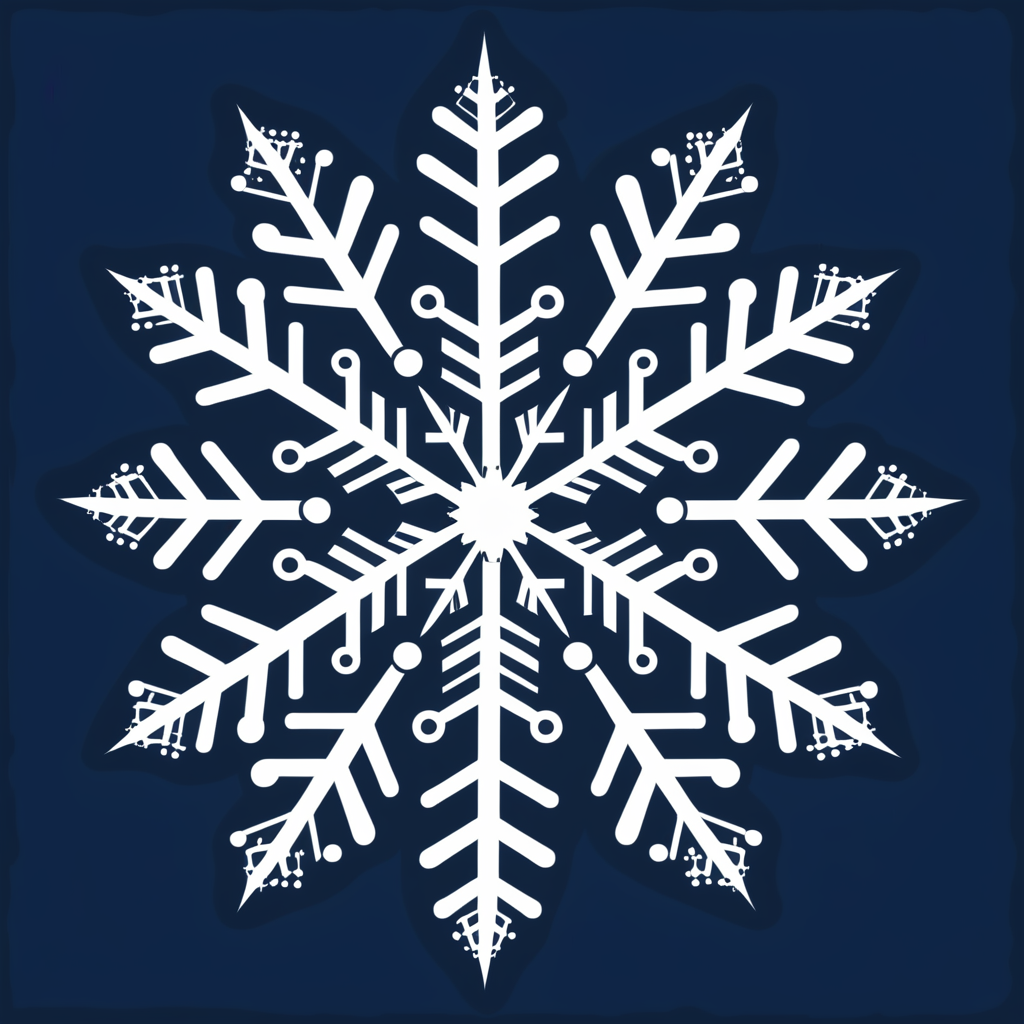 Intricate White Snowflake Design Against a Deep Blue Background