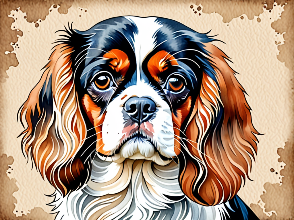 king charles spaniel dog, champion, gorgeous, with long hair, detailed ...