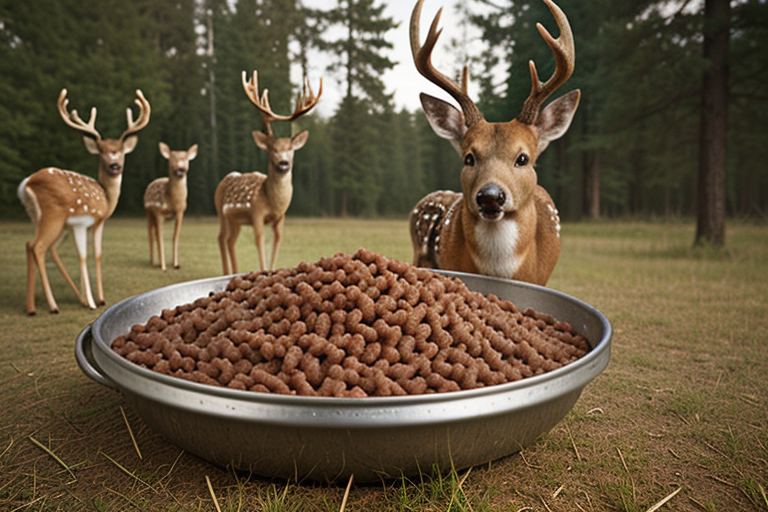 Deer Gather Around a Large Bowl of Food in Nature's Embrace