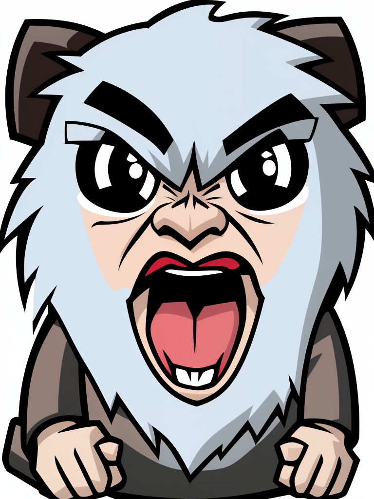 Fierce and Animated Character Expressing Anger with a Unique Style