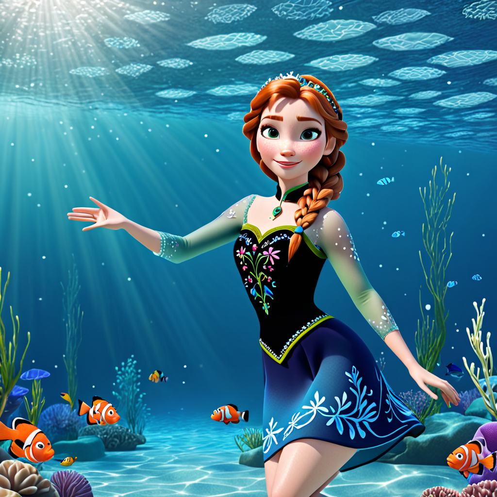 princess Anna swimming from the realistic cartoon underwater swimming ...