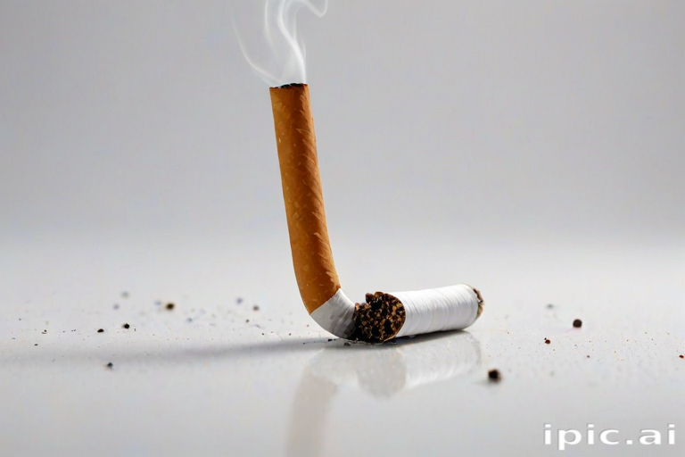A Broken Cigarette with Smoke Rising, Symbolizing the End of Smoking